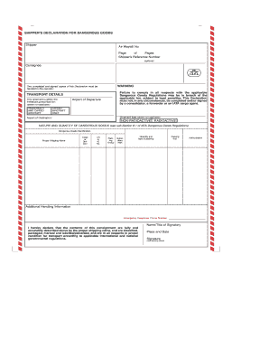 Shippers declaration of dangerous goods form Fill Online, Printable, Fillable, Blank - PDFfiller