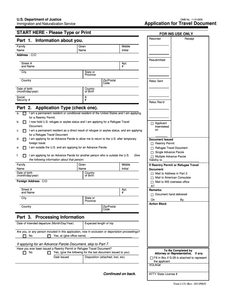 USCIS Form I-131 Application for Travel Document - Fill Out, Sign ...