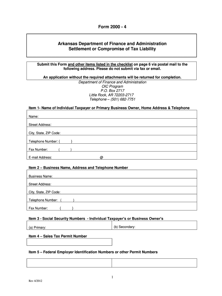 Arkansas form 2000 4: Fill out & sign online | DocHub