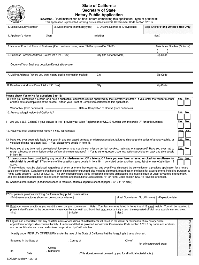 California Notary Application Fill Online Printable Fillable Blank 