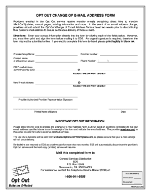 Fillable Online filesaccepttest medi-cal ca OPT OUT CHANGE OF E-MAIL ...