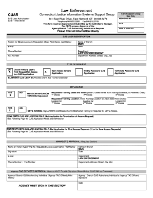 Fillable Online CJIS User Authorization CJIS -1 Rev 06-02 - ct Fax ...