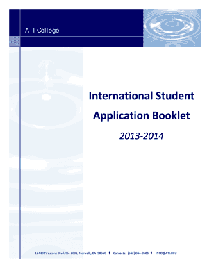 Fillable Online ATI College International Student Application Booklet ...