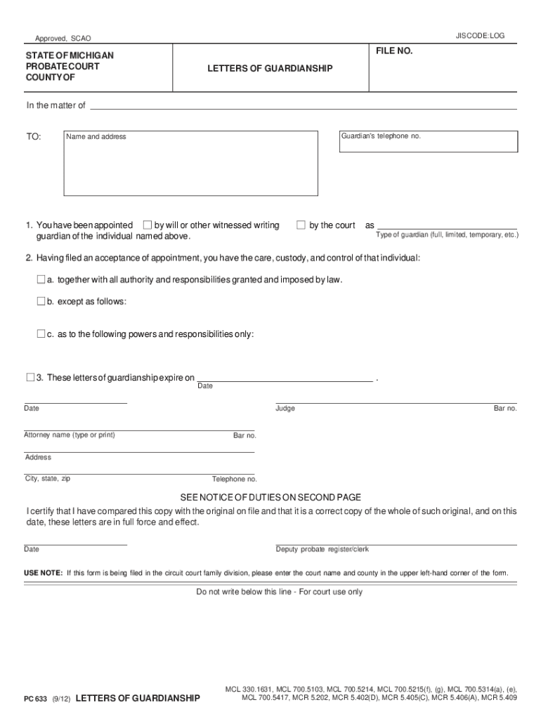 Fillable Online courts michigan pc 633 Fax Email Print - pdfFiller