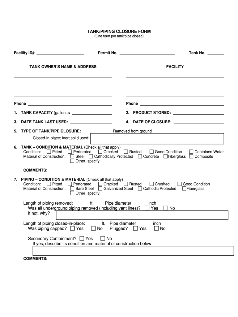 Fillable Online deq mt UST System Tank Piping Closure Form - DEQ - deq ...
