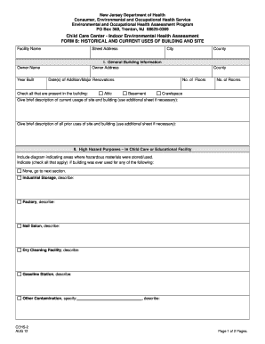 Child Care Center - Indoor Environmental Health Assessment FORM B - Nj ...