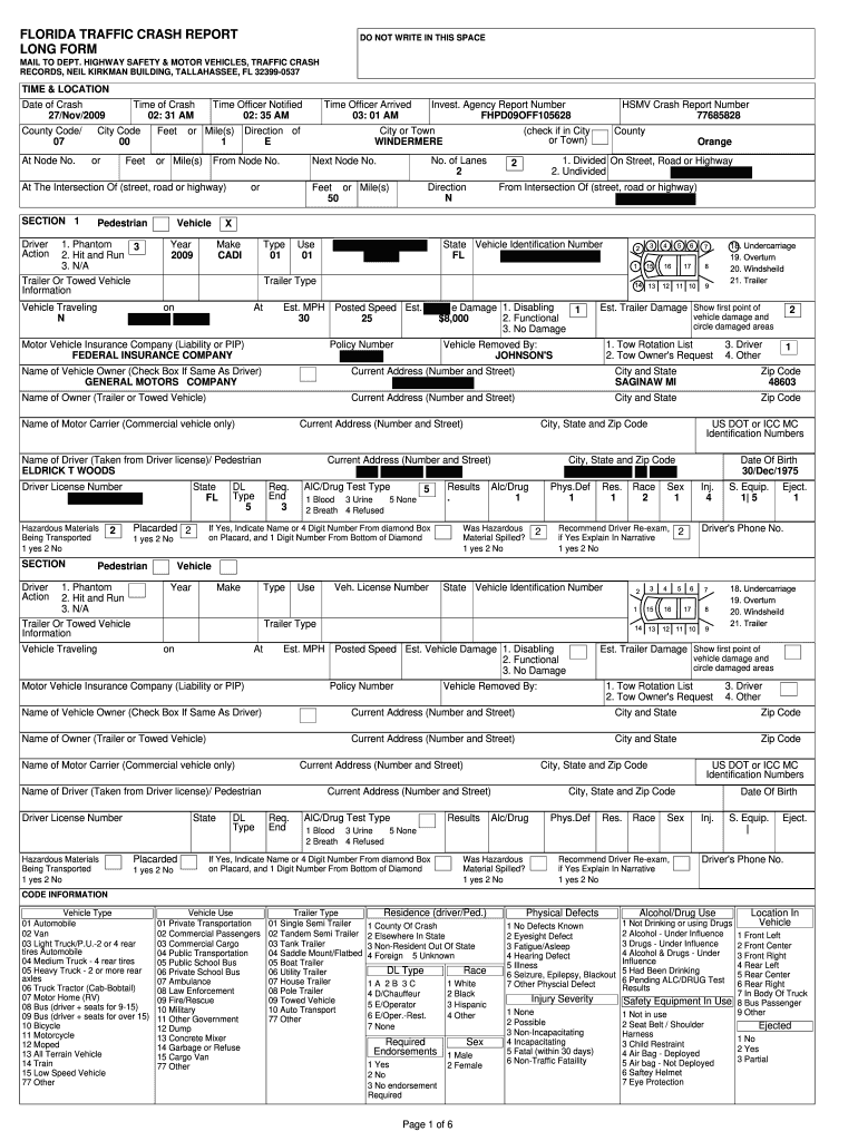 FL Traffic Crash Report Fill And Sign Printable Template Online US 