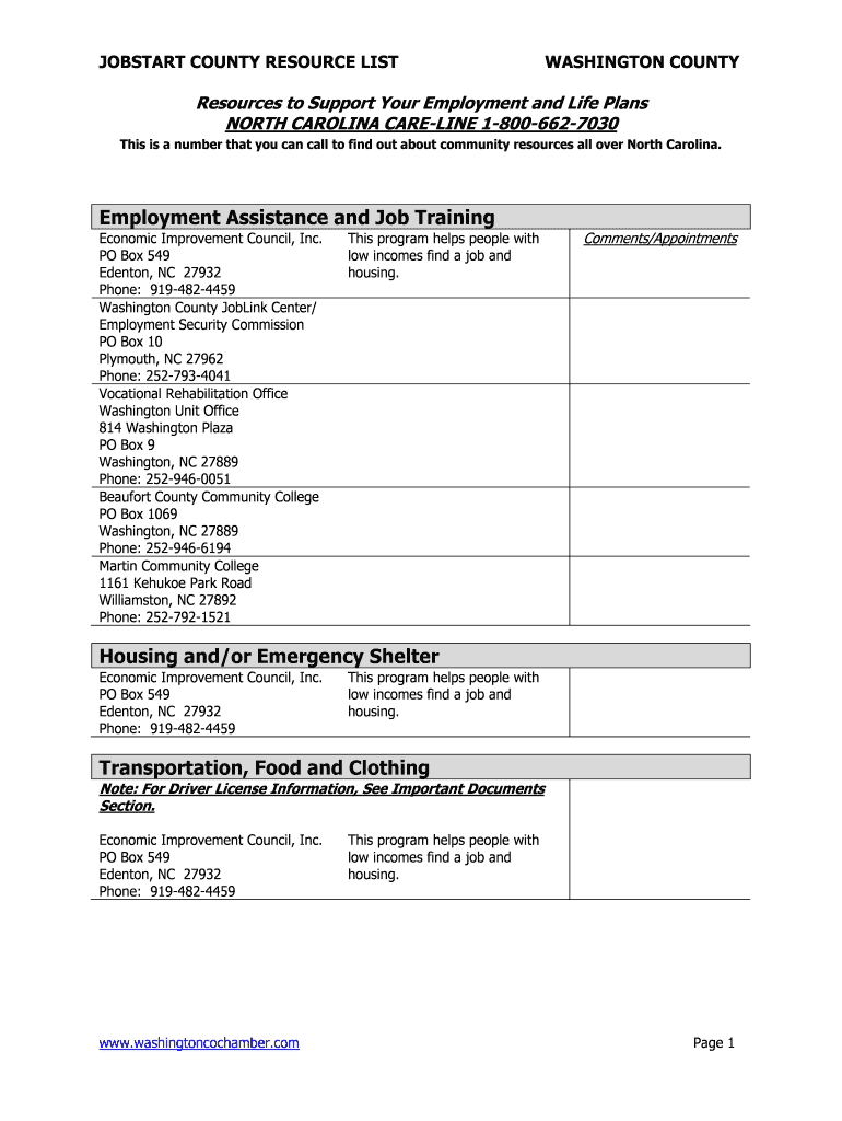 Fillable Online doc nc Employment Assistance and Job Training Housing ...