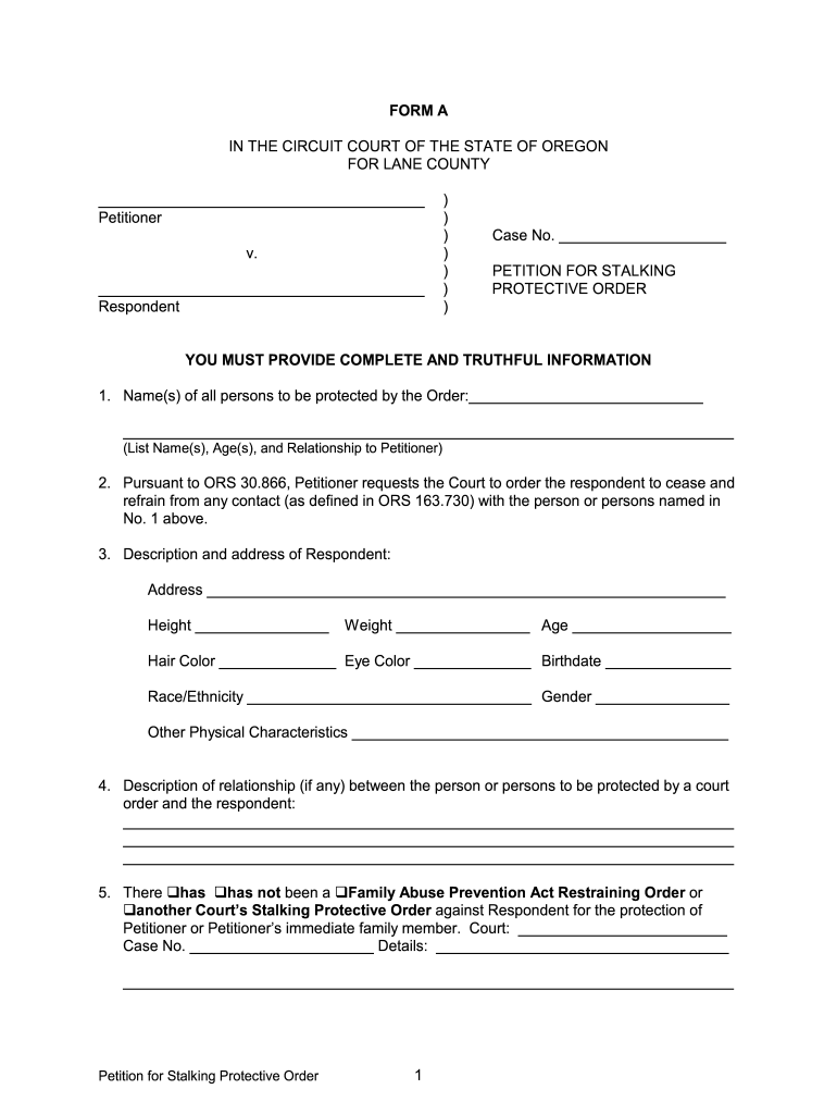 Restraining Order Lane County Fill Out Sign Online DocHub