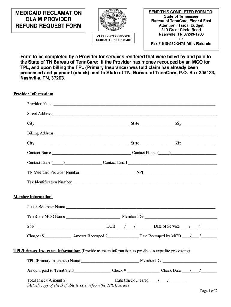 Medicaid Reclamation - Fill and Sign Printable Template Online | US ...