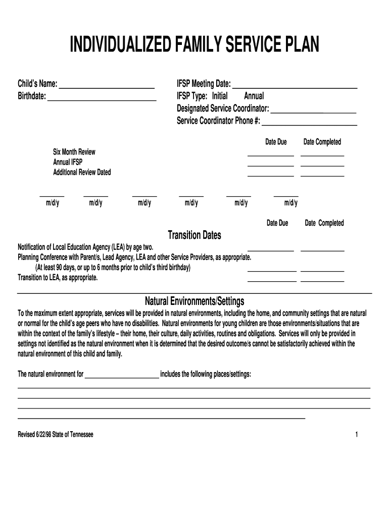Individual Service Plan Template Fill Online Printable Fillable 