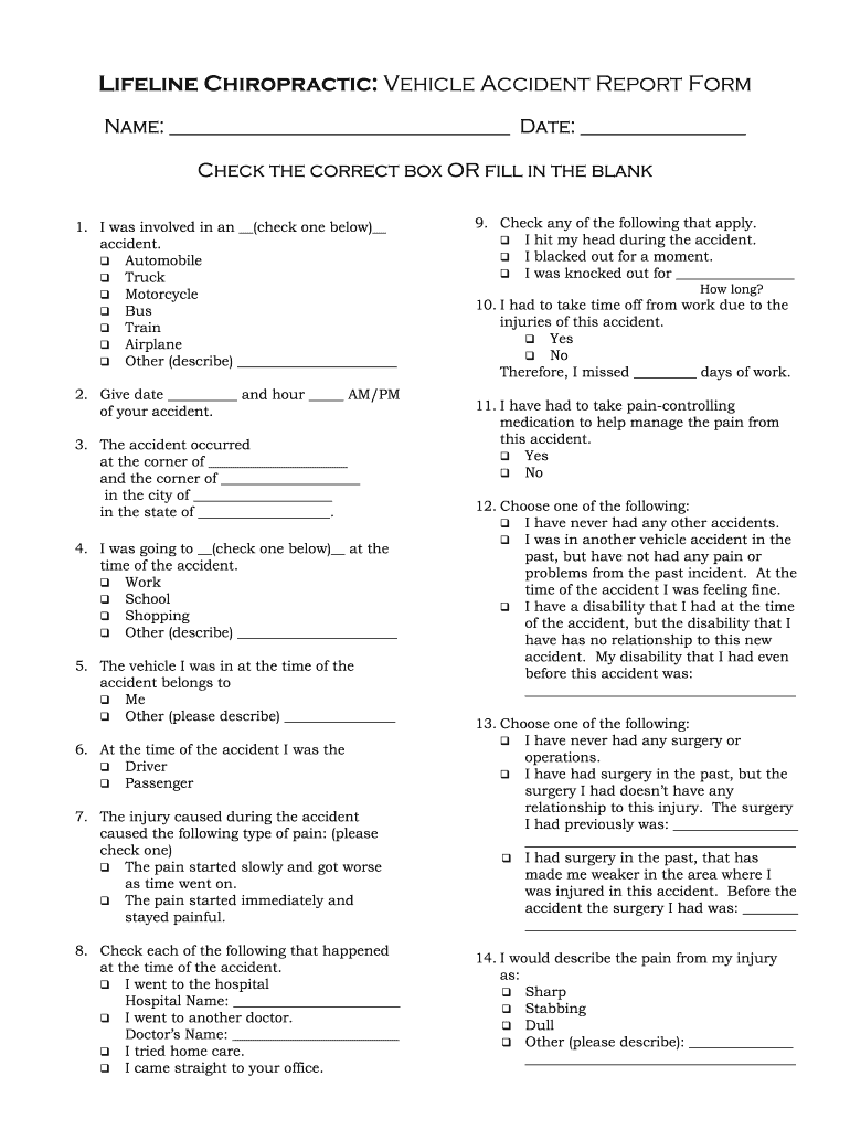 Chiropractic Narrative Report Template