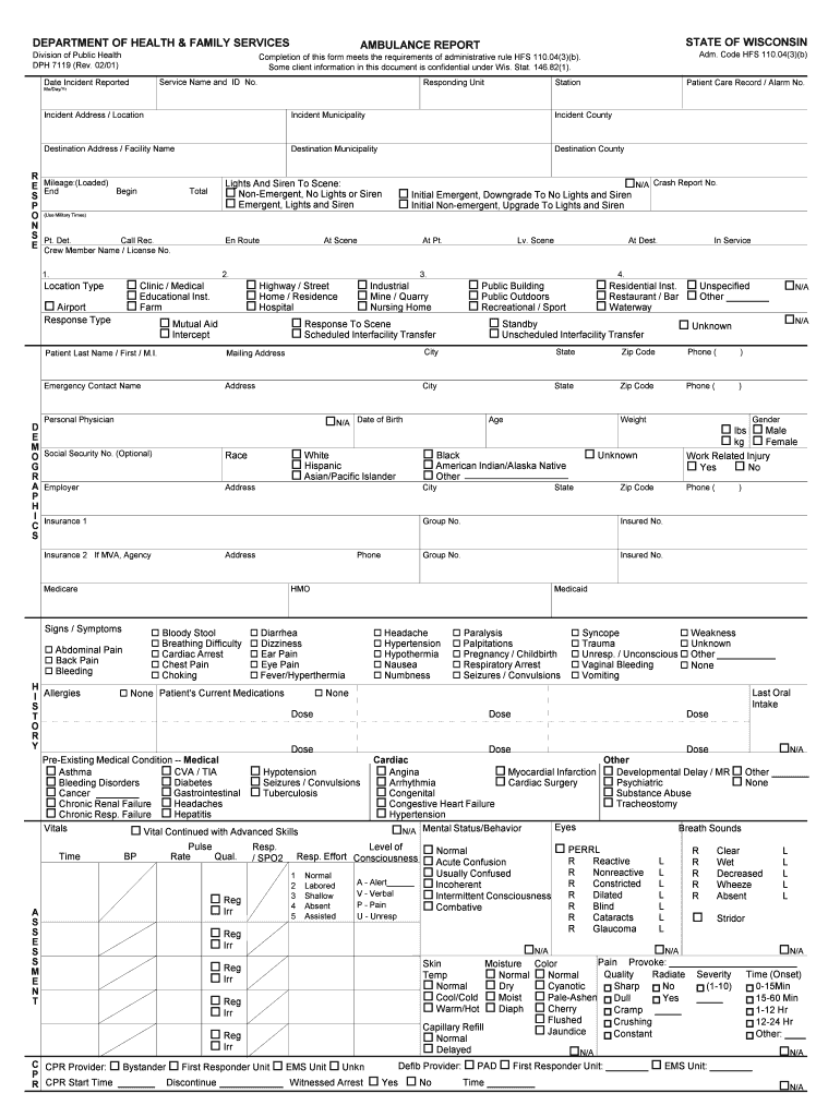Patient Report Form Ambulance Pdf Fill Online Printable Fillable 