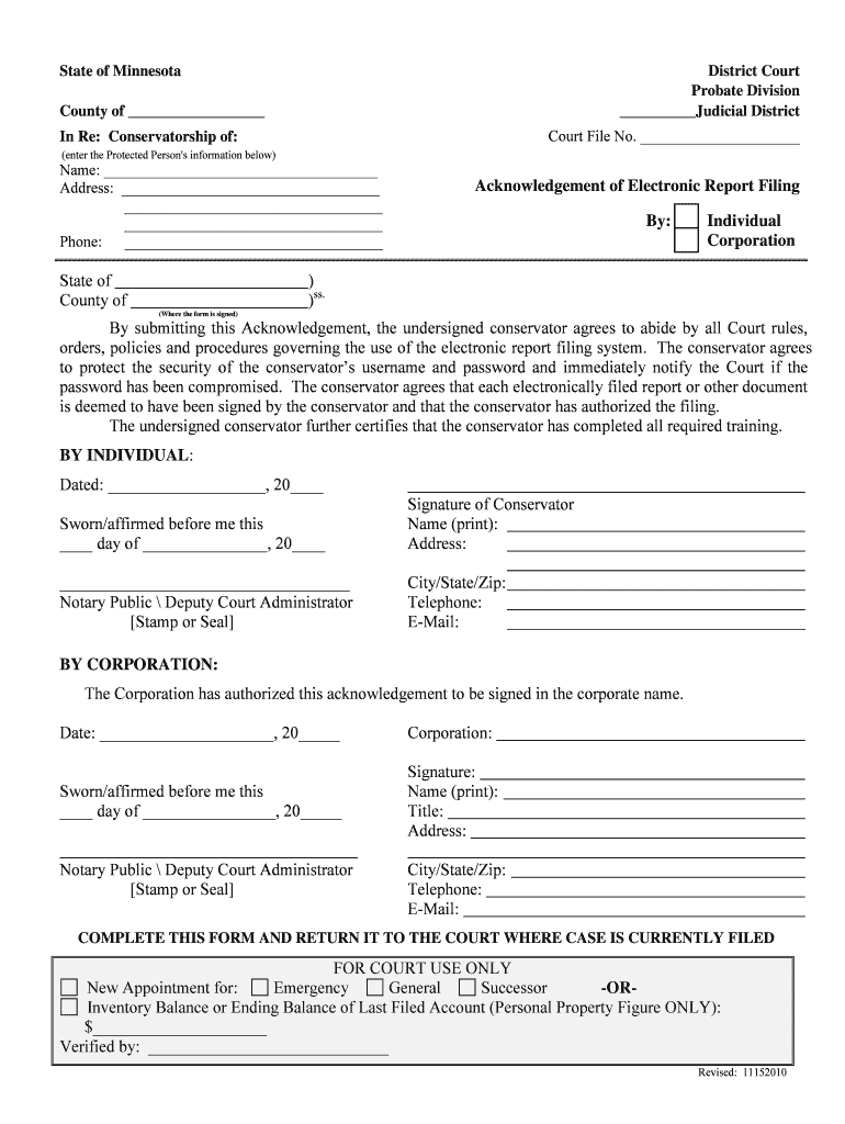 Fillable Online State of Minnesota District Court Probate Division ...