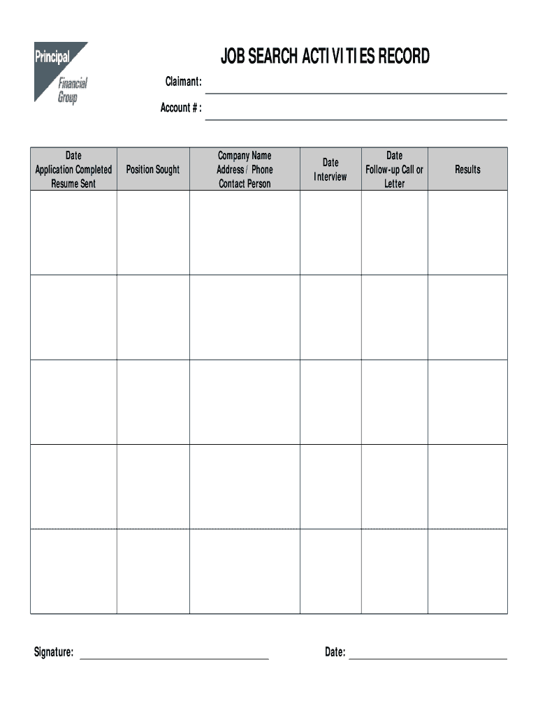 Job Search Log Template Fill Online Printable Fillable Blank