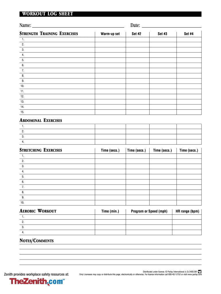 Gym Workout Template Pdf PDF Template