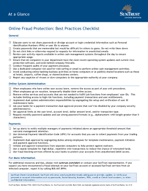 Fillable Online suntrust fraud checklist form Fax Email Print - pdfFiller