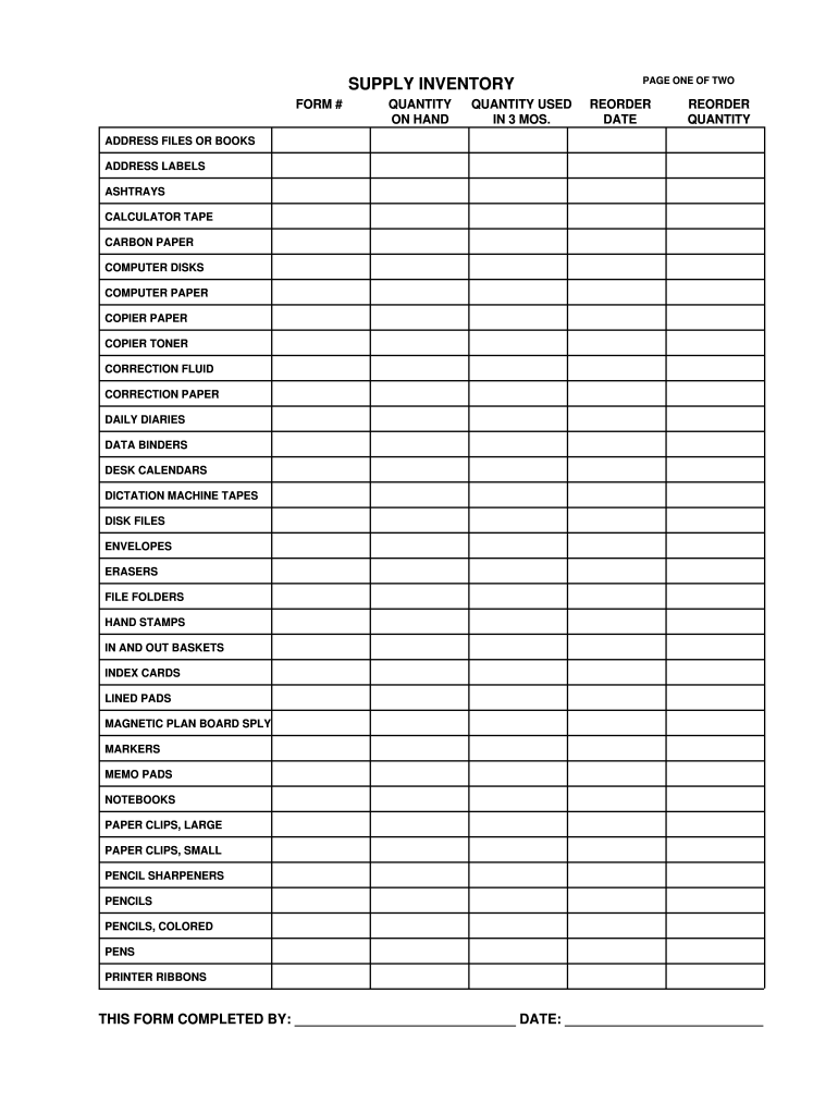 Inventory Forms Fill Online Printable Fillable Blank PdfFiller