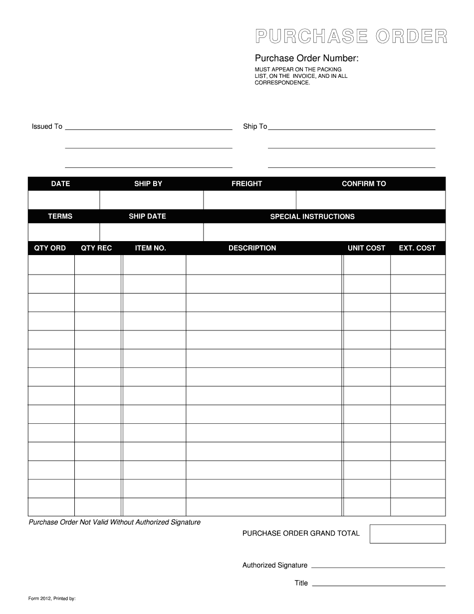 Purchase Order Template Google Docs Fill Online Printable Fillable 