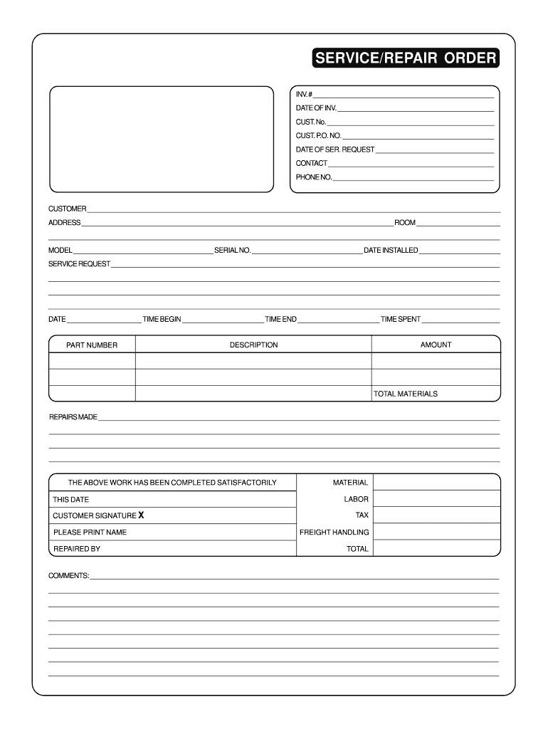 Service Repair Order Fill Online Printable Fillable Blank PdfFiller