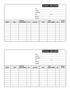 Fillable Online Stock Record Form Fax Email Print - pdfFiller