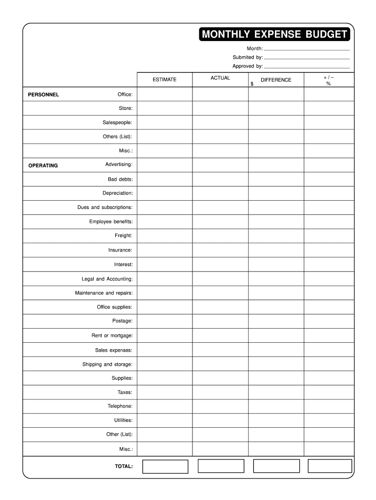 Monthly Expenses List Fill Online Printable Fillable Blank PdfFiller