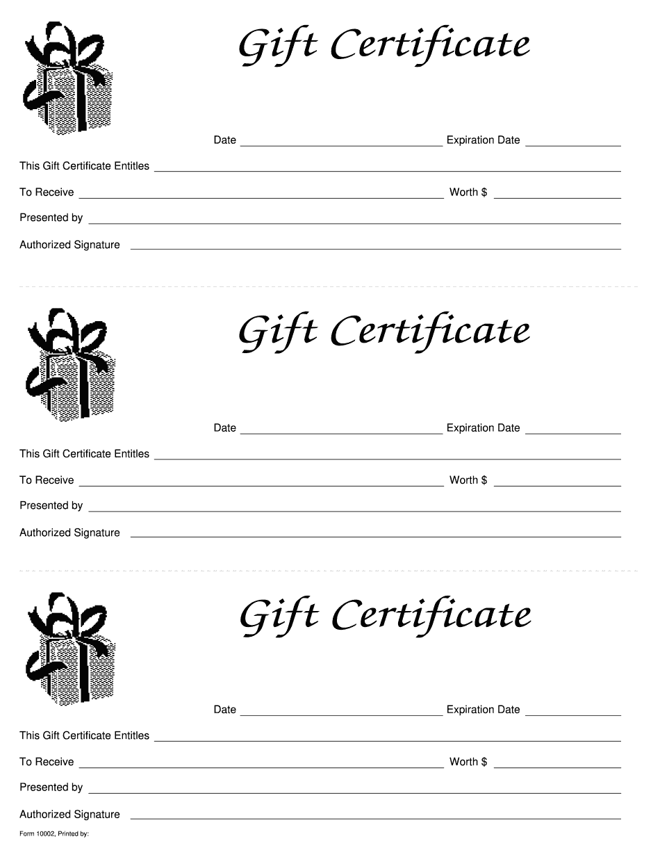 Gift Certificate PDF Form Get Online Blank To Fill Out
