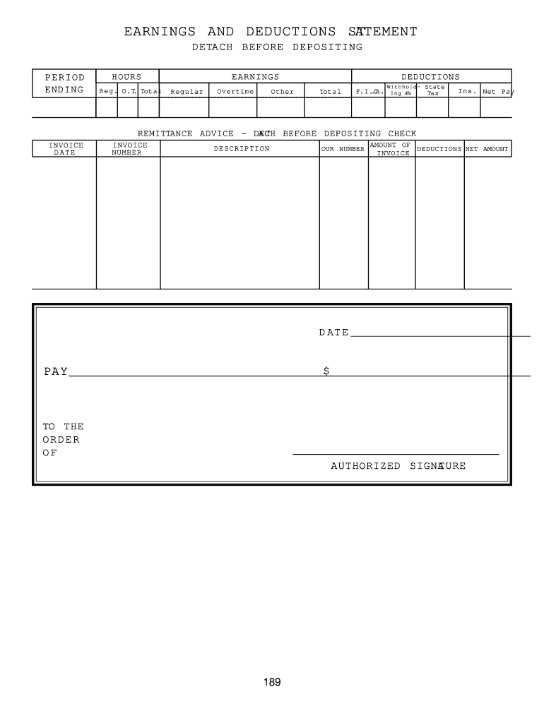 Earnings Statement Template Fill Online Printable Fillable Blank 
