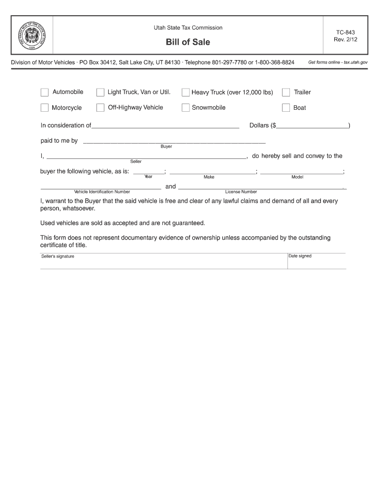Utah Bill Of Sale How To Fill Out Fill Out Sign Online DocHub