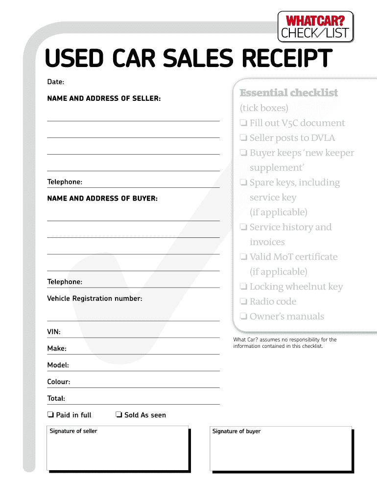 Printable Private Car Sale Receipt Uk Printable Form Templates And 