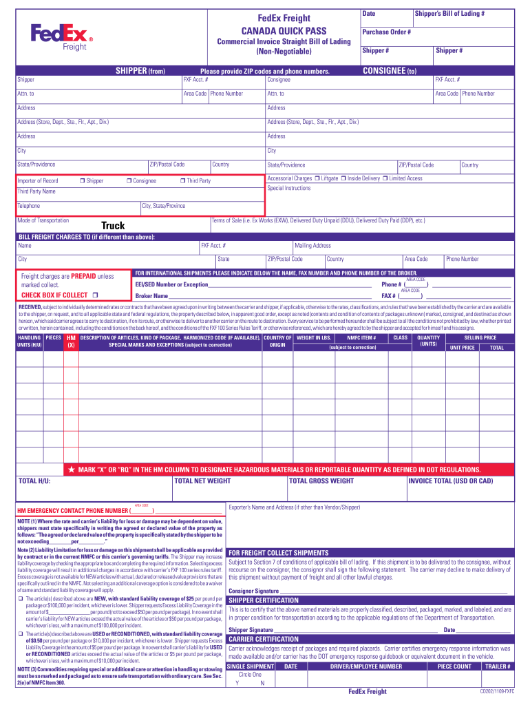 Fedex Bol Forms 2020 2022 Fill And Sign Printable Template Online 