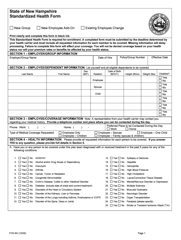Fillable Online nh nh form fhs nh Fax Email Print - pdfFiller