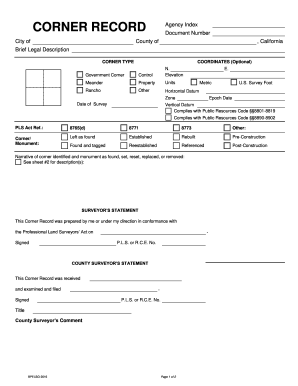 Corner Record Form San Bernardino County - Fill Online, Printable ...
