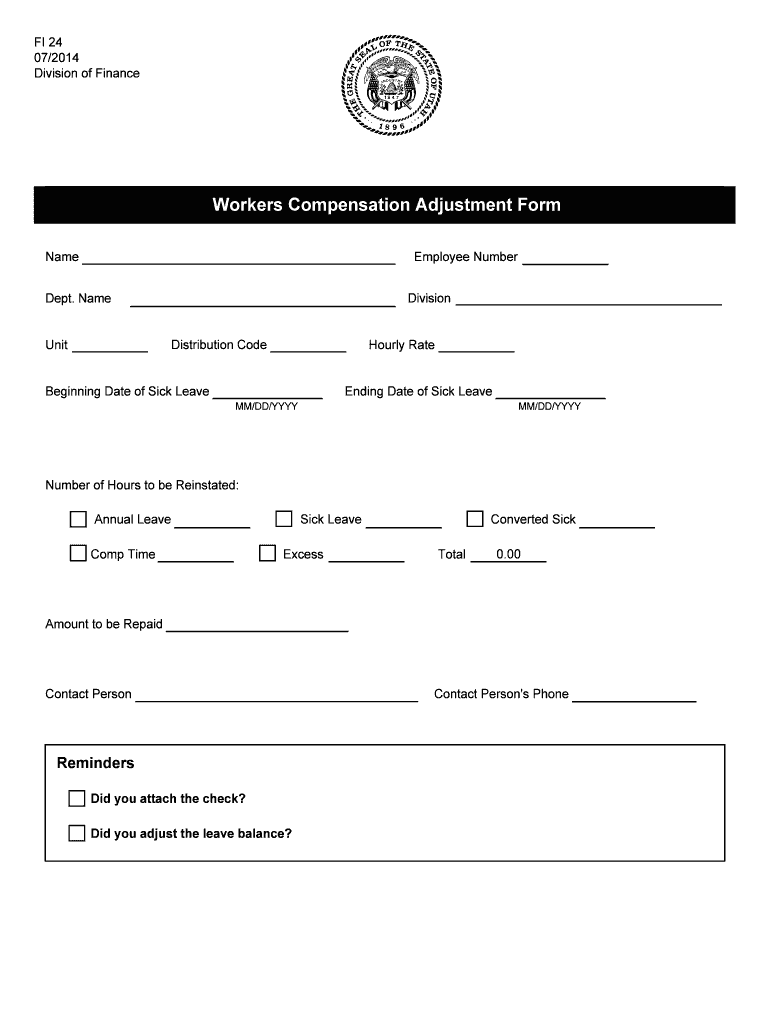 Fillable Online Workers Compensation Adjustment Form Fax Email Print ...