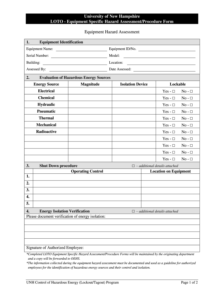 Lockout Tagout Form Template Excel