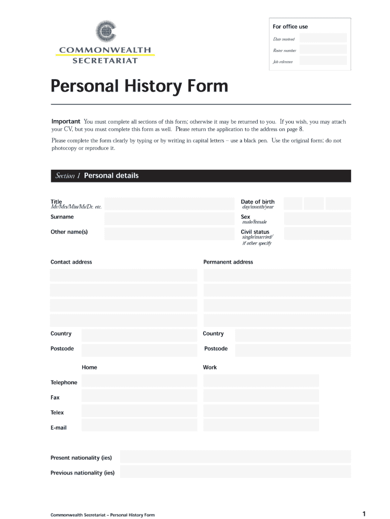 Commonwealth Secretariat Form Fill Online Printable Fillable Blank 