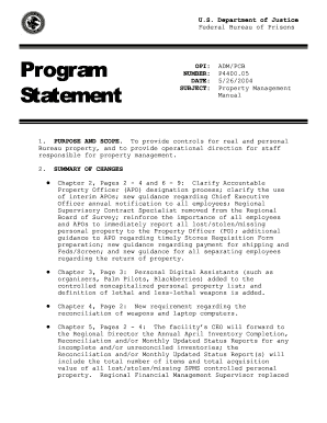 Fillable Online bop Program Statement P4400.05, Property Management ...