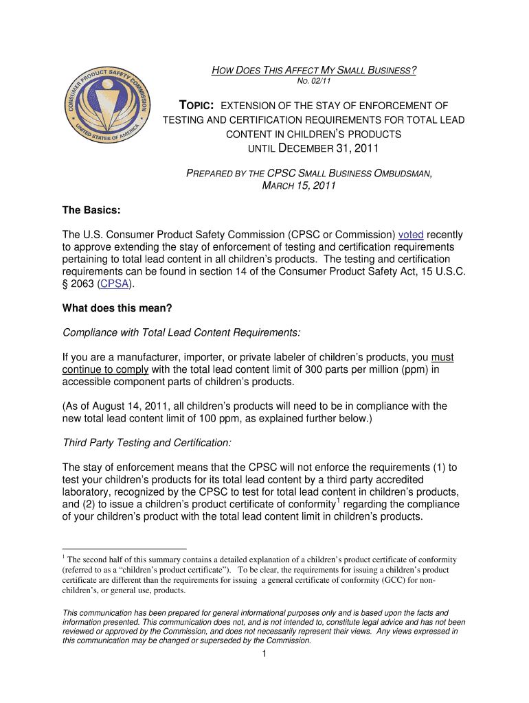 Fillable Online cpsc how does the cpsc affect businesses form Fax Email ...