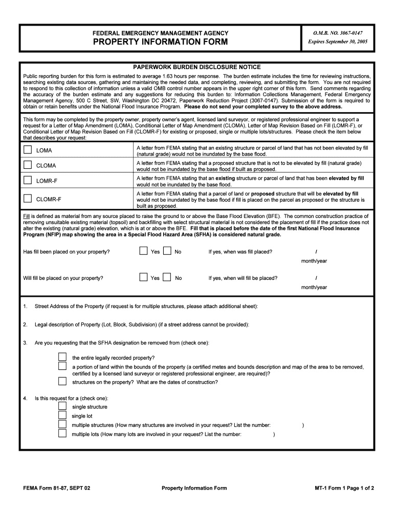 Fillable Online Application for Letters of Map Amendment and Revision ...