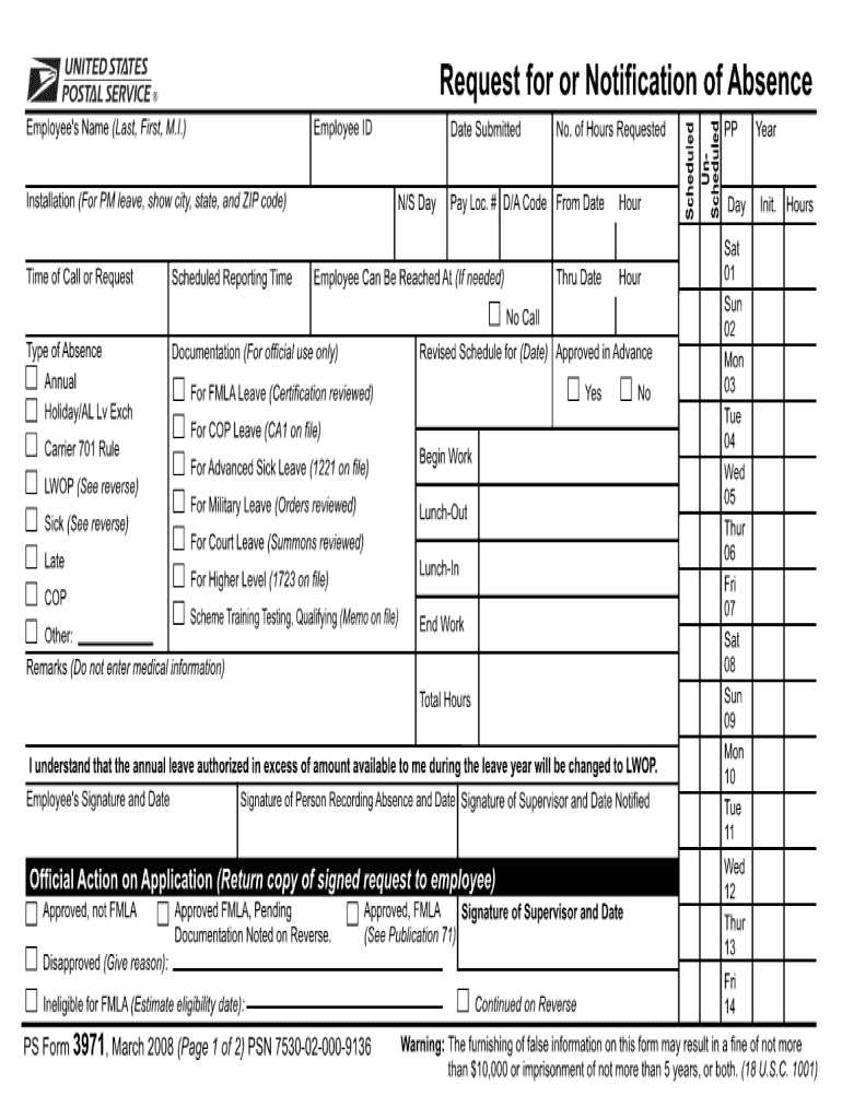 Post Office Leave Form Fill Out Sign Online DocHub