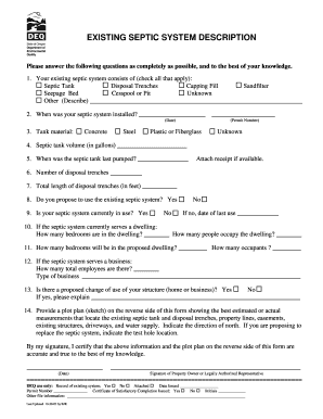 Fillable Online Existing Septic System Description Fax Email Print ...