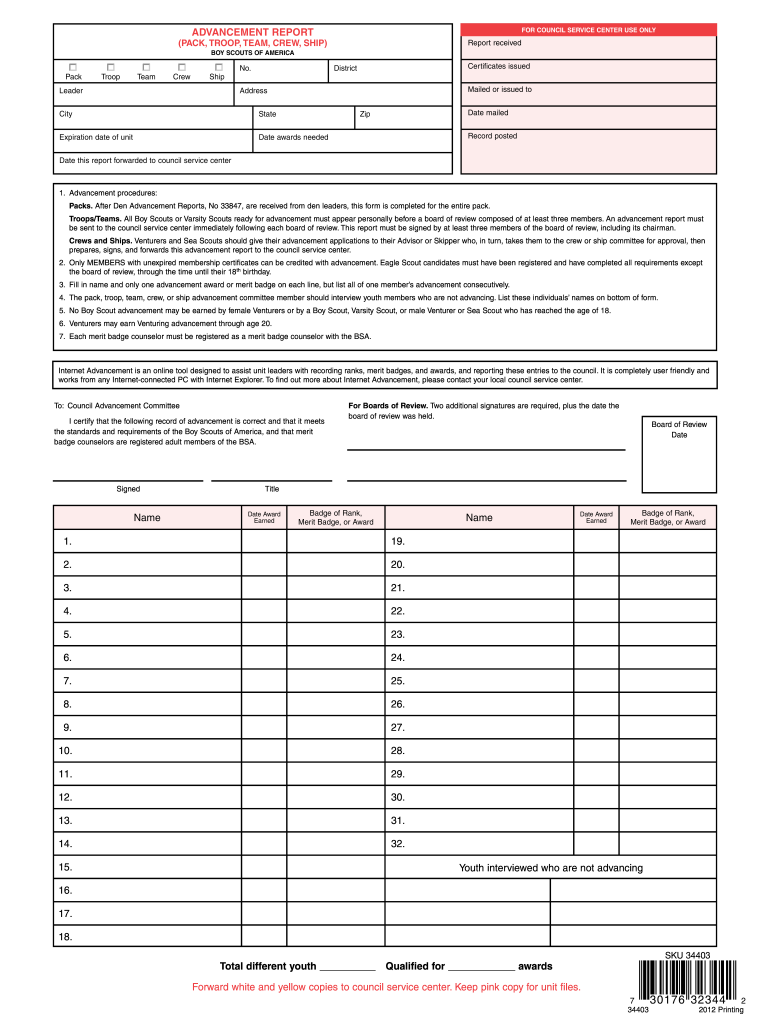 Bsa Advancement Form Fill Online Printable Fillable Blank PdfFiller Bsa Advancement Form Fill Online Printable Fillable Blank PdfFiller