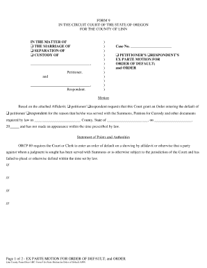 Bill Of Sale Form Oregon Petitioners Motion For Default Order And Entry ...