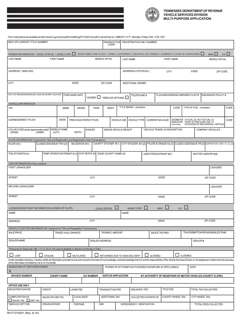 Tn Title Application Fill Out Sign Online DocHub