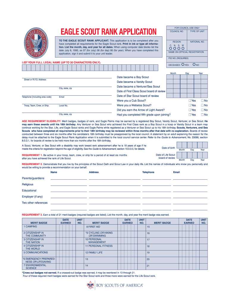2011 Form Eagle Scout Rank Application Fill Online Printable Fillable 2011 Form Eagle Scout Rank Application Fill Online Printable Fillable
