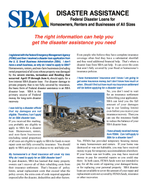 Fillable Online sba The right information can help you get the disaster ...