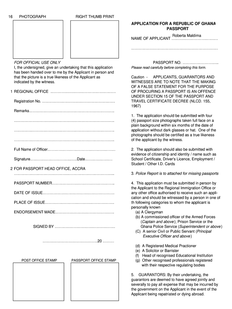 Ghana Passport Renewal Application Form Pdf Fill Online Printable 