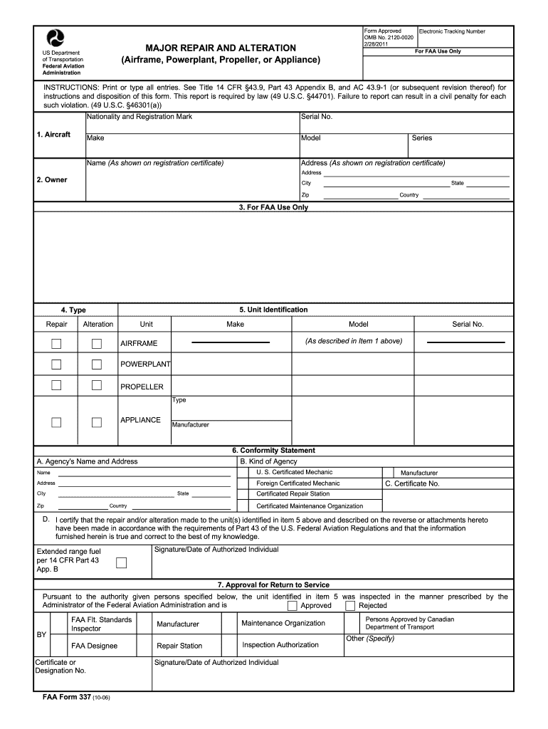 Faa Form 337 Word Document Fill And Sign Printable Template Online