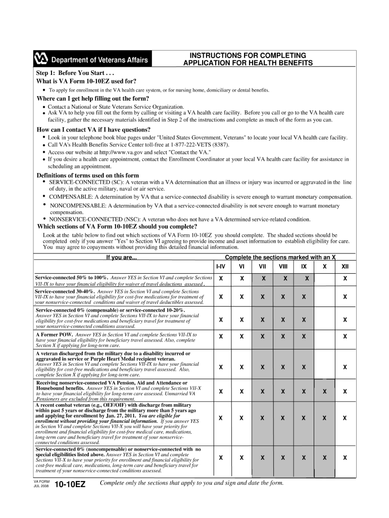 2008 Form VA 10 10EZ Fill Online Printable Fillable Blank PdfFiller 2008 Form VA 10 10EZ Fill Online Printable Fillable Blank PdfFiller