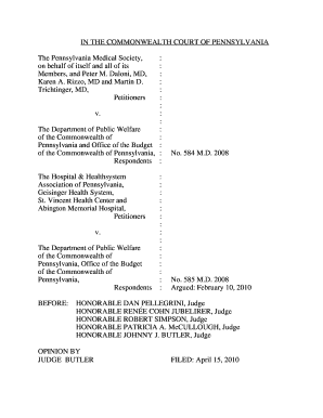 IN THE COMMONWEALTH COURT OF PENNSYLVANIA The ... - Fill and Sign ...